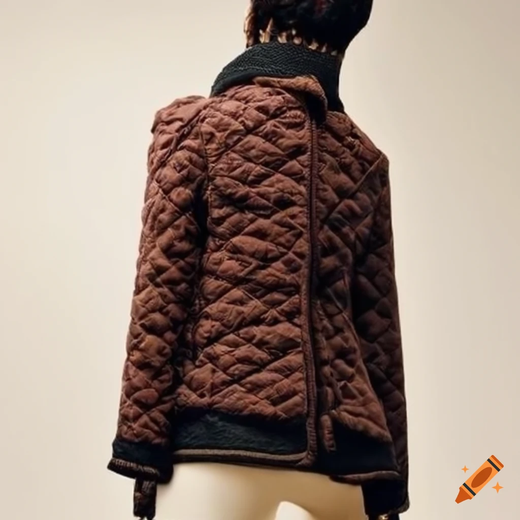 Shell-shaped quilted wool jacket with intricate design on Craiyon
