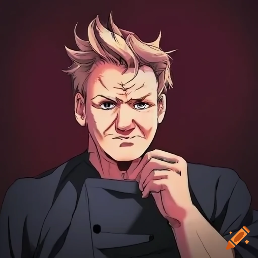 Chef Gordon Ramsay in Food Wars! anime on Craiyon