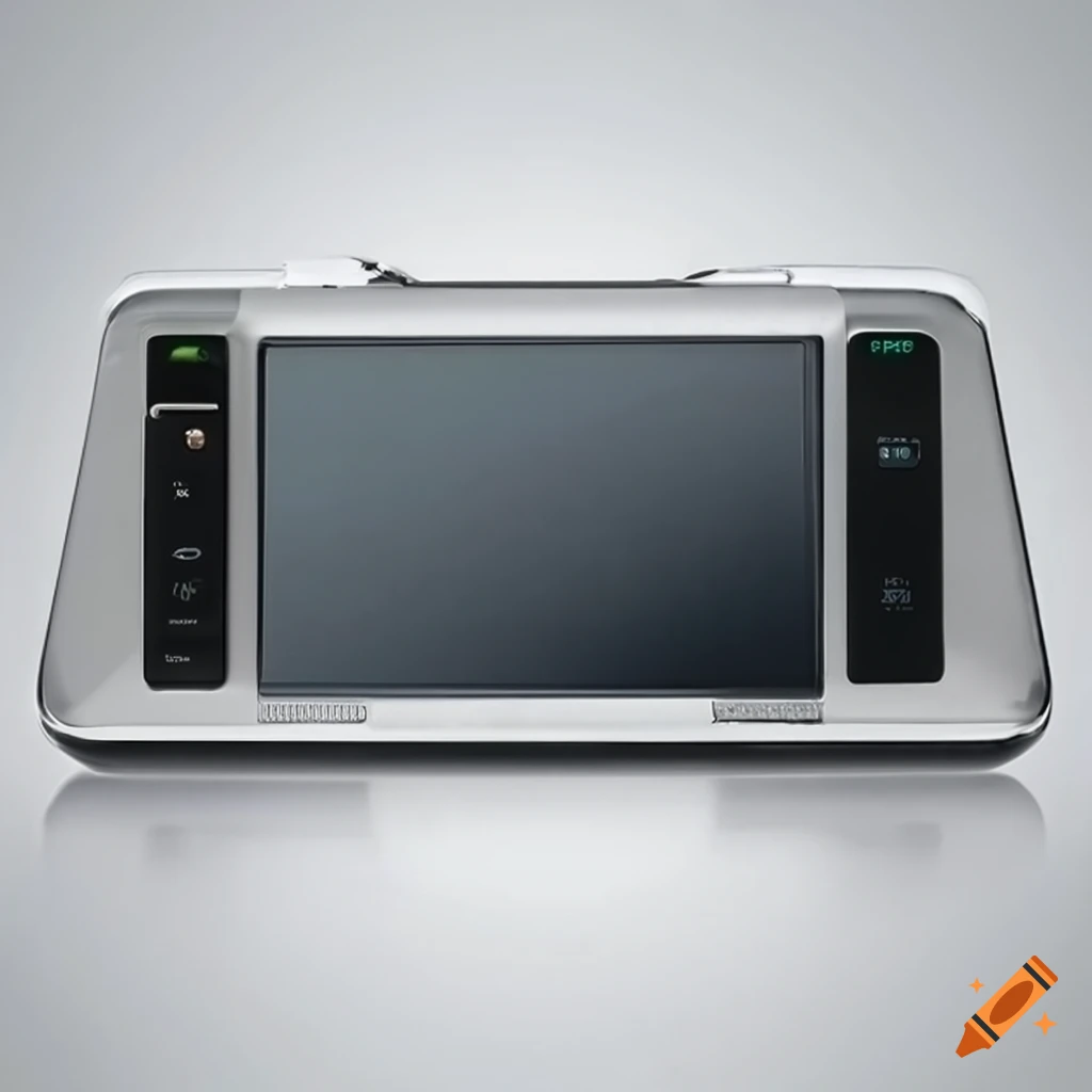 Shiny silver 90s smooth controller with built-in screen on Craiyon