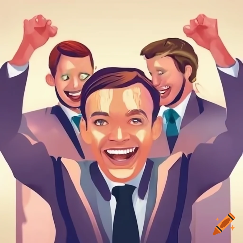 Successful executive with happy team on Craiyon