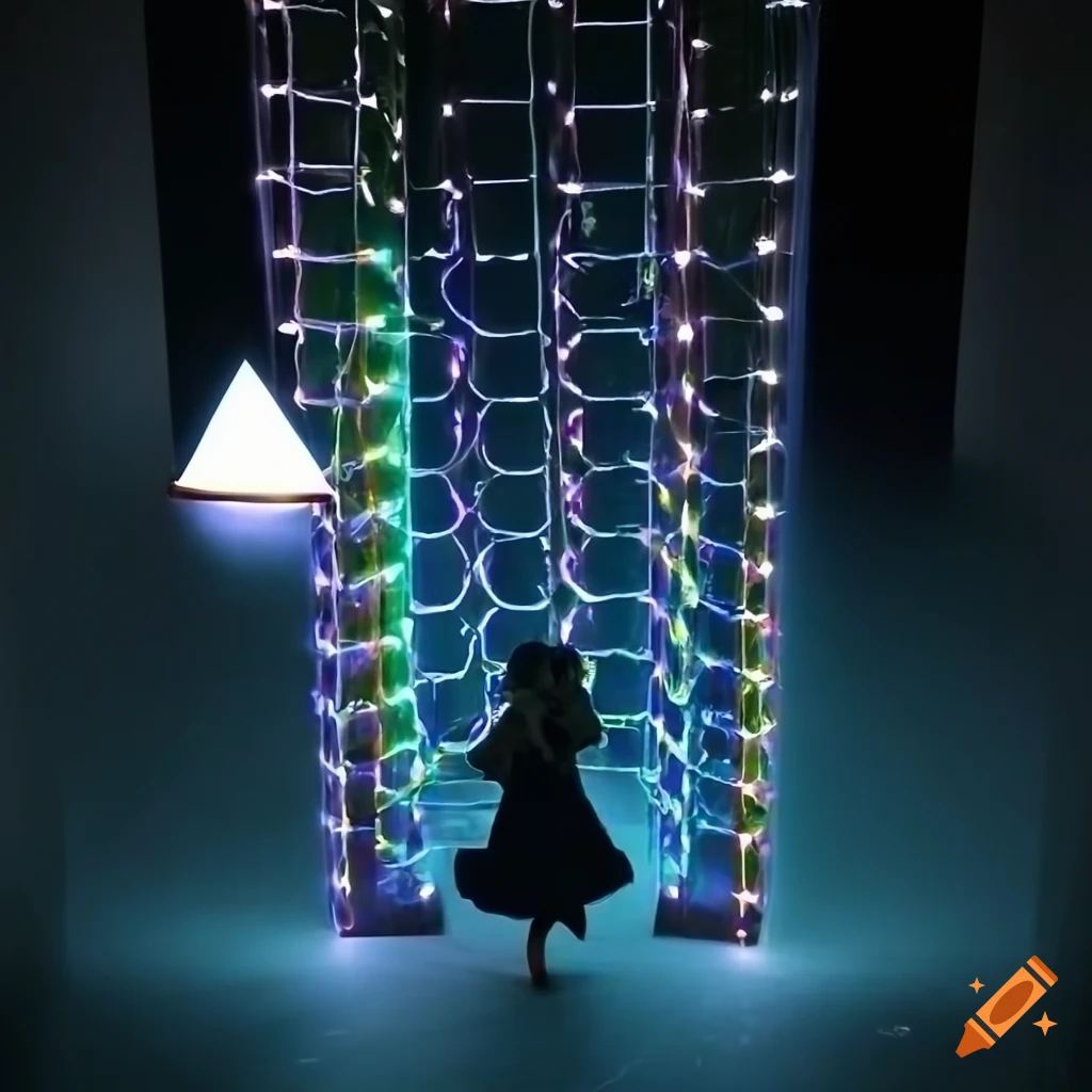 Sensorial habitat with mirrors, white wood, and led lights for ...