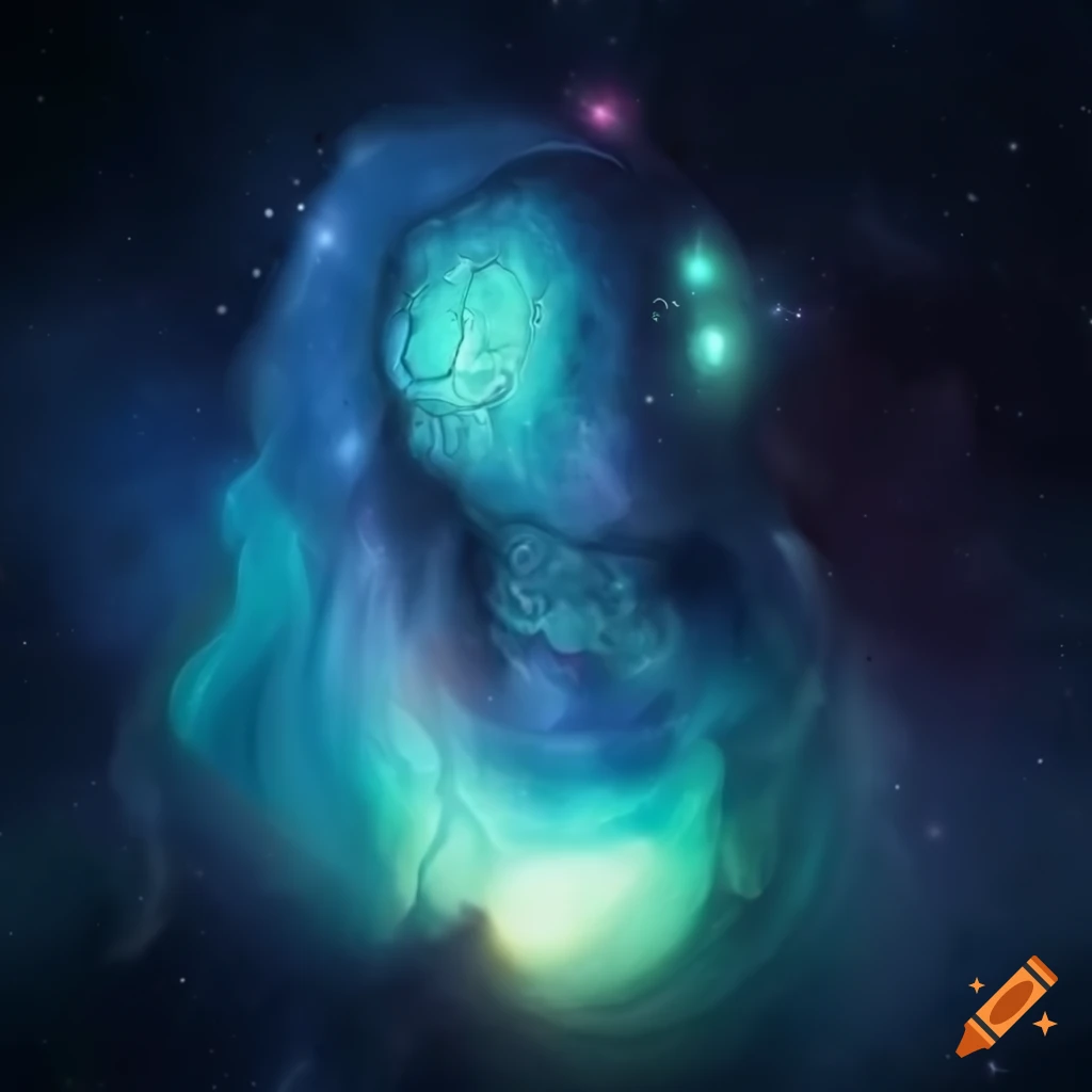 Giant space scientist in an ethereal style on Craiyon