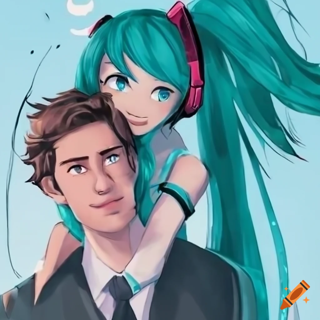 Jim halpert and hatsune miku ship fan art on Craiyon