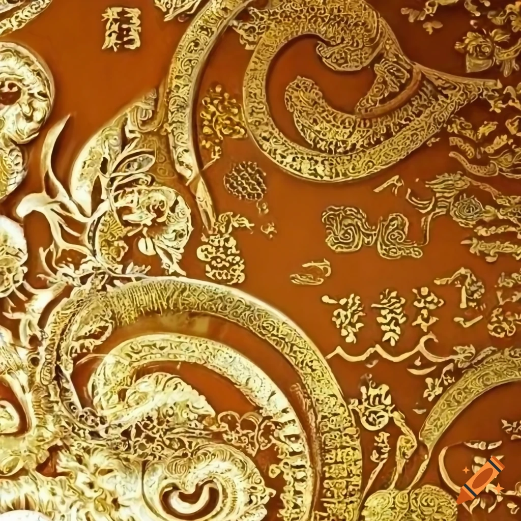 Gold paper cuttings with chinese dragon loong on a pure background on ...
