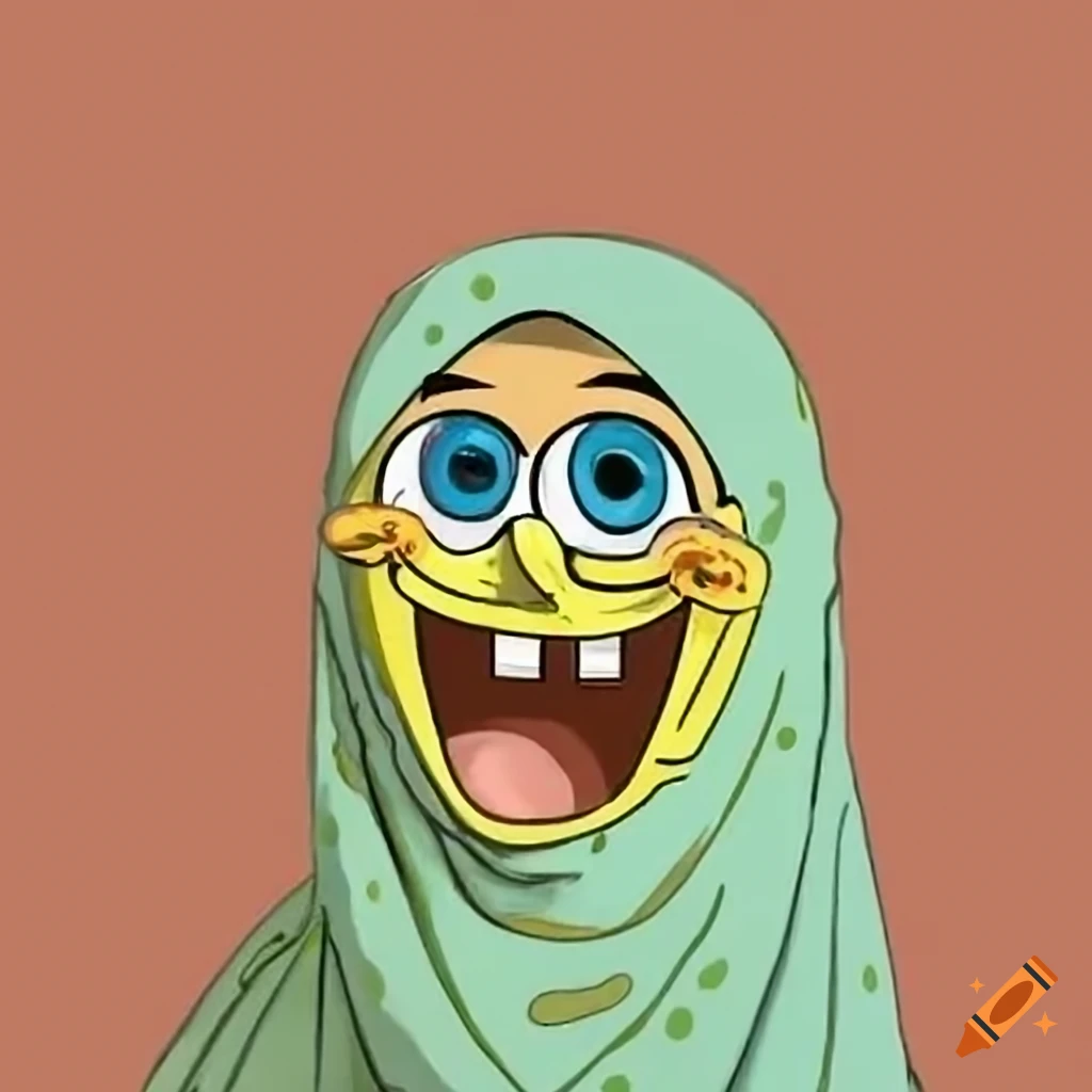 Muslim spongebob character with hijab on Craiyon