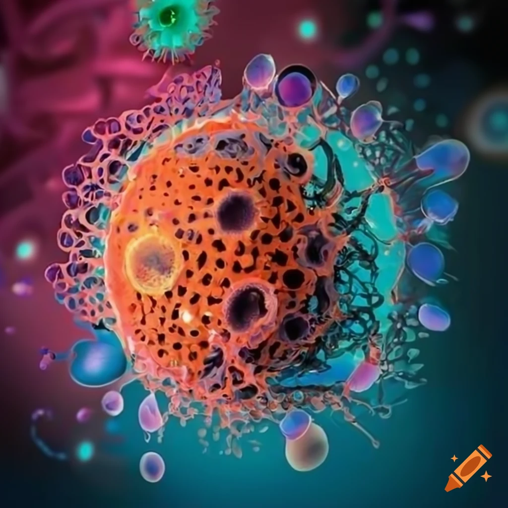 Close-up of intricate viral structure in detailed educational ...