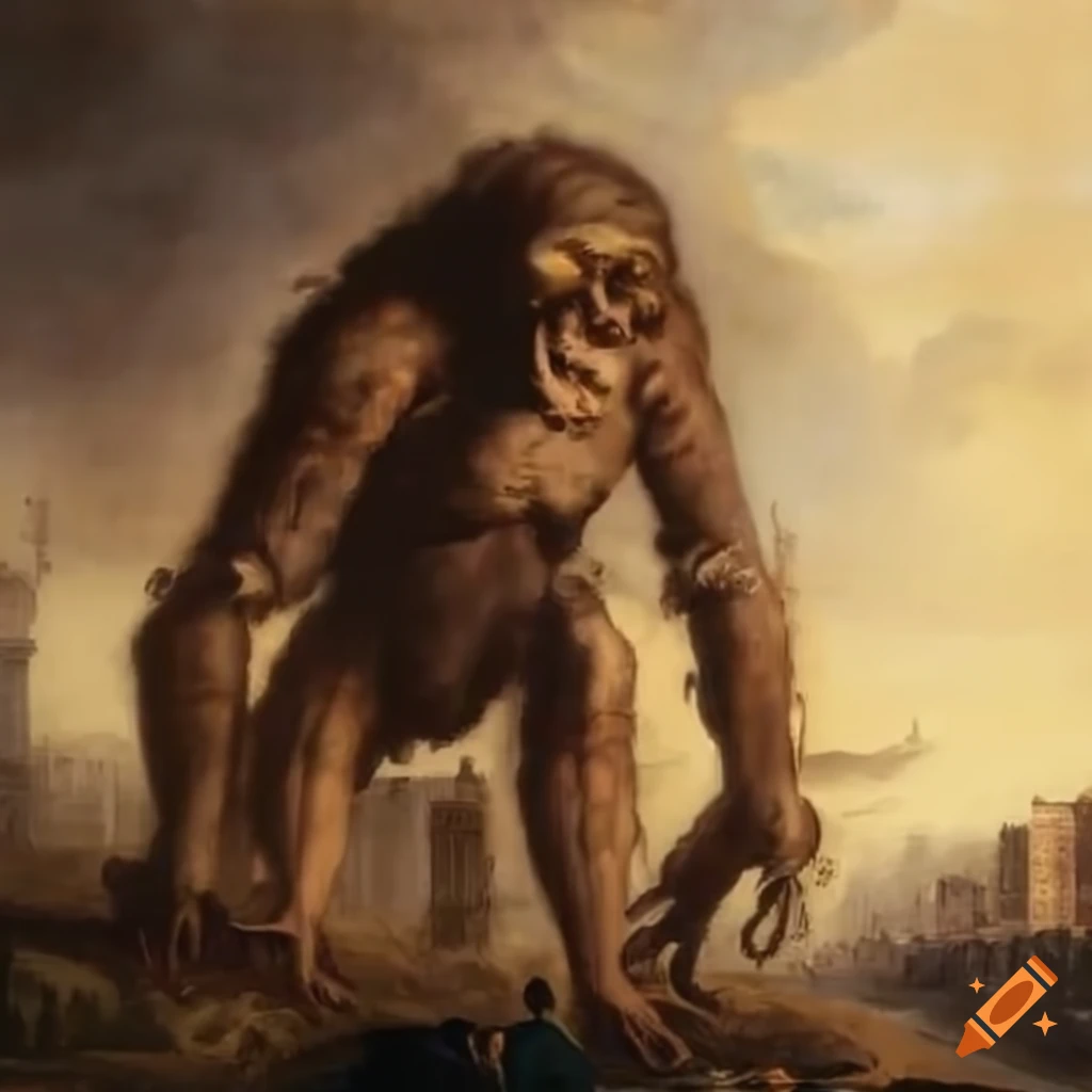 Victorian England with colossal giants among the houses in megalophobia ...