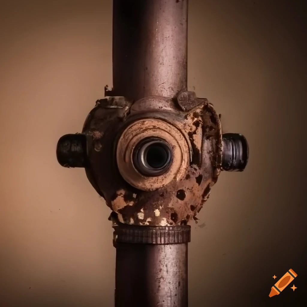 Rusty old huge propeller screw motor on Craiyon