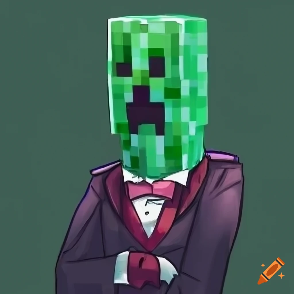 Minecraft creeper in a tuxedo on Craiyon