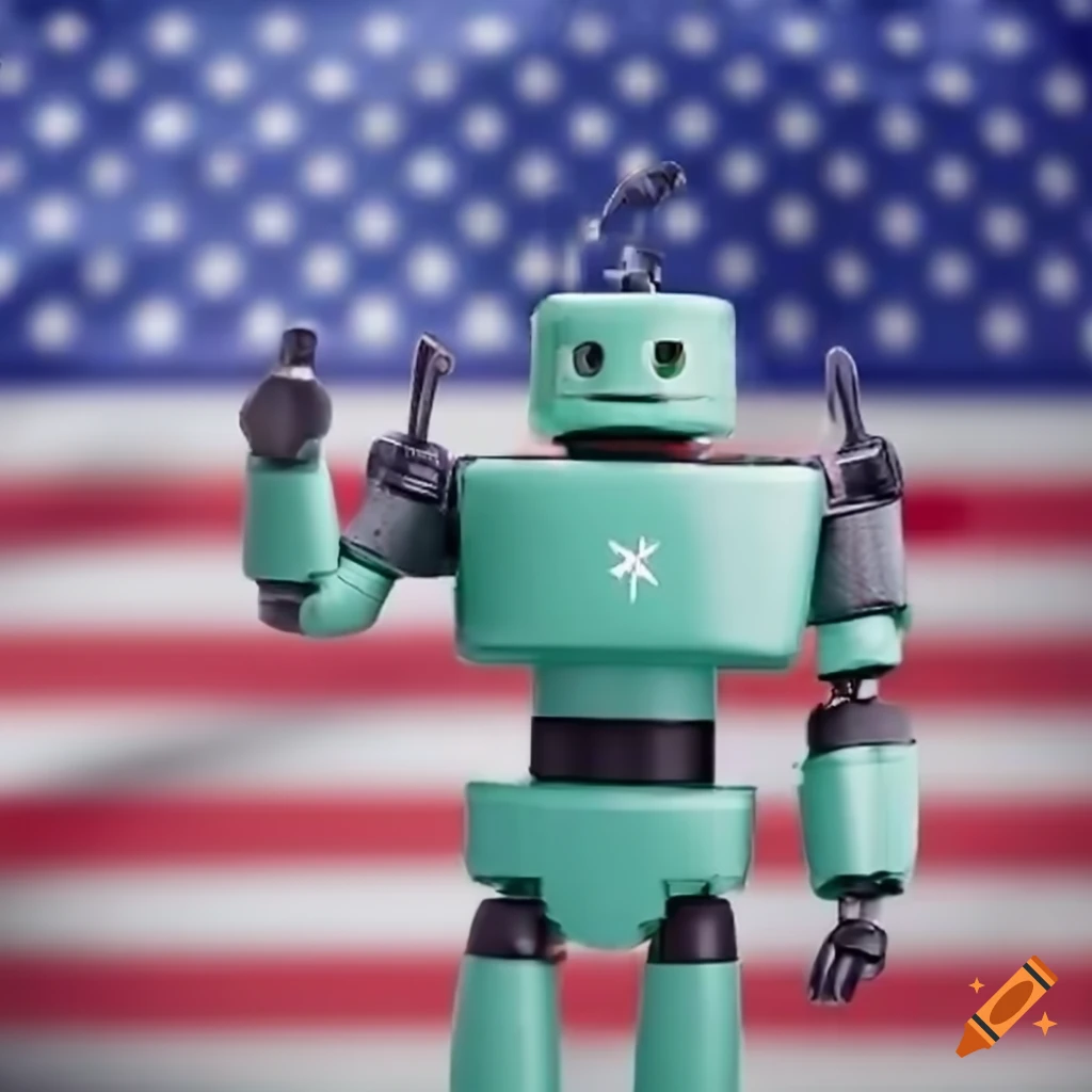 Bot with usa flag background on Craiyon