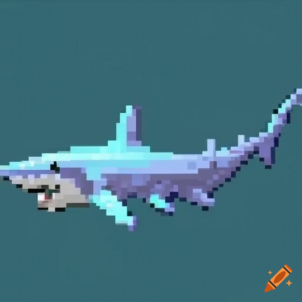 Pixel art of a shark on Craiyon