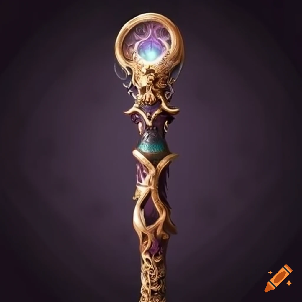 Intricate high fantasy ornate magical staff on Craiyon