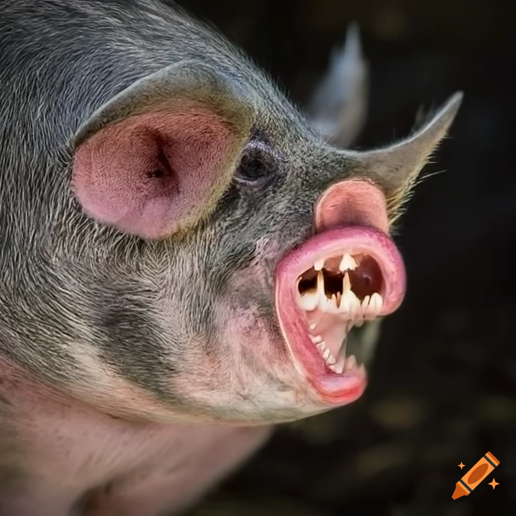 Pig with sharp teeth on Craiyon