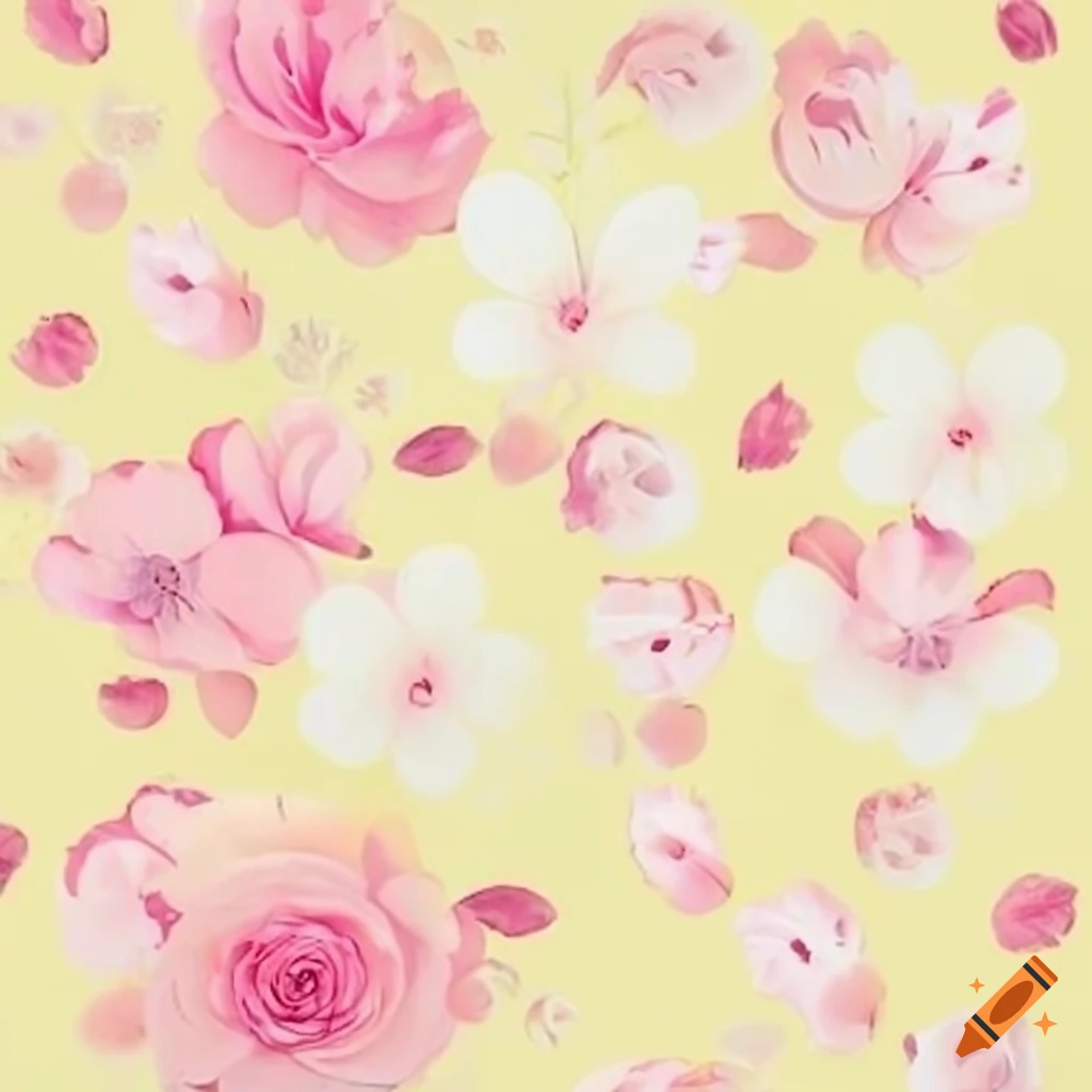 Floral pattern in pale yellow, white, and pink colors on Craiyon