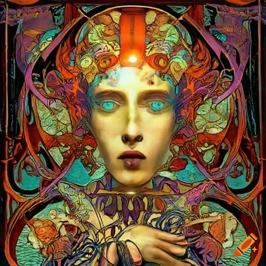 Art Nouveau magical expressionism with aviators and disco-droid beings ...