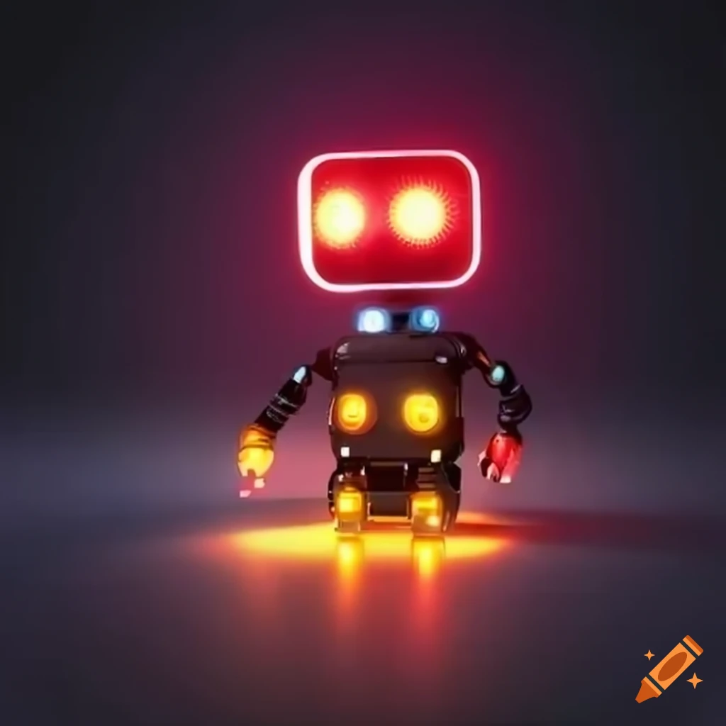 Futuristic warning robot with stop sign on Craiyon