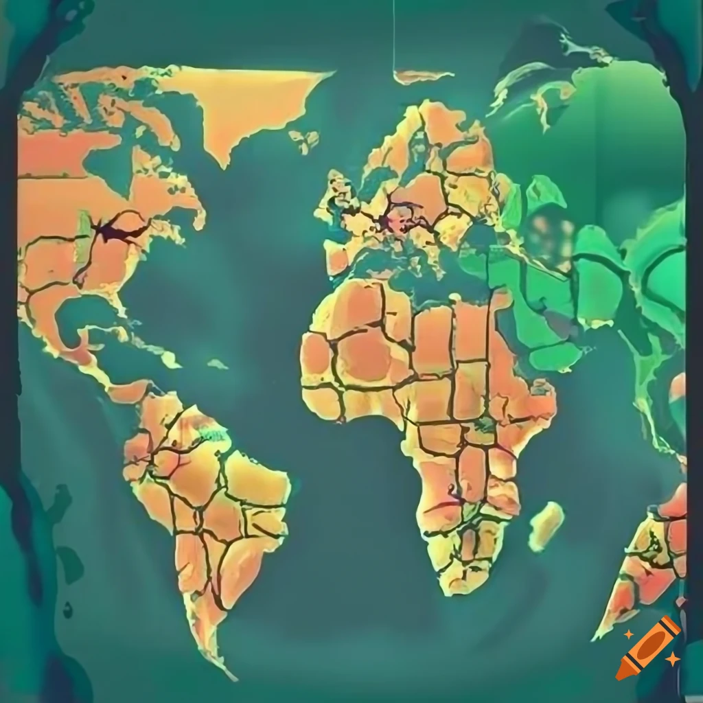 World map with agricultural crops in the background on Craiyon