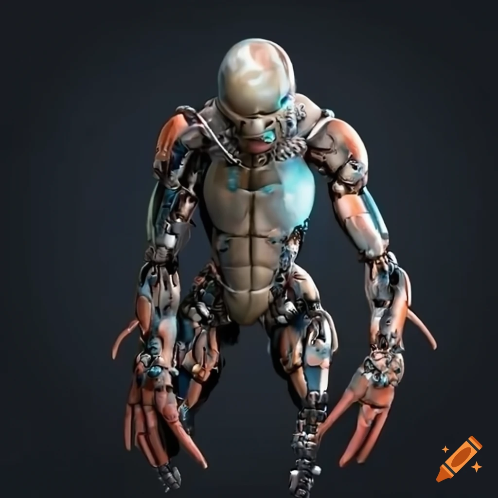 Human with crab cyborg arm on Craiyon