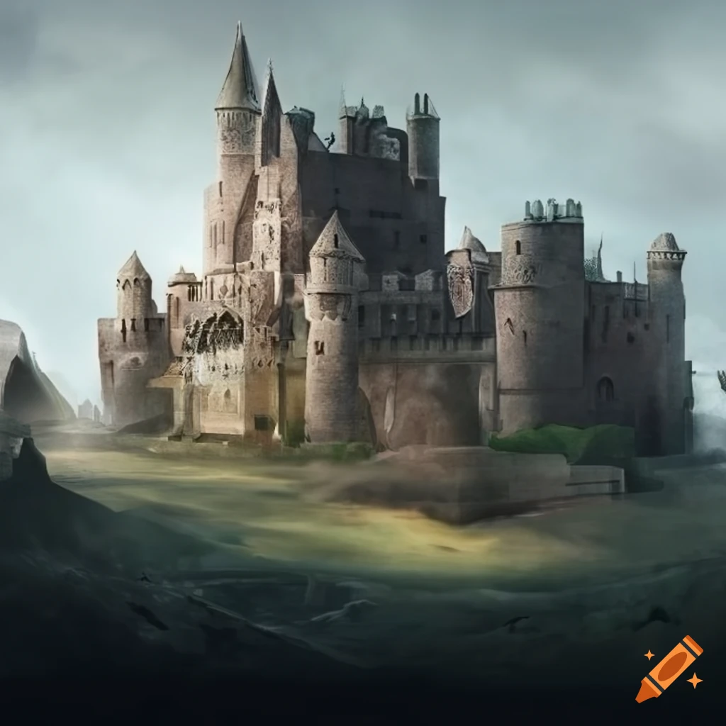 Brutalism inspired medieval castle on Craiyon