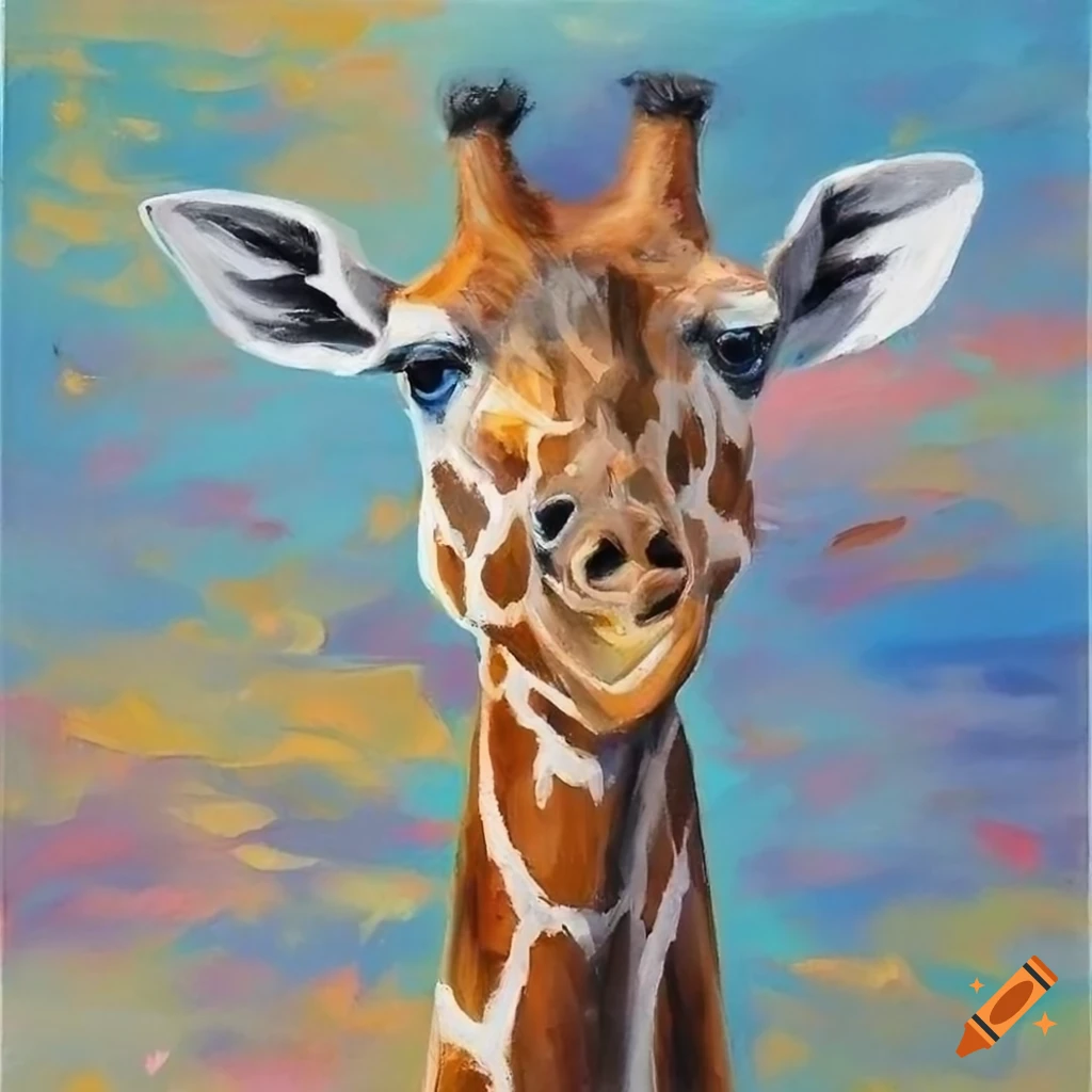 Giraffe painting on canvas on Craiyon