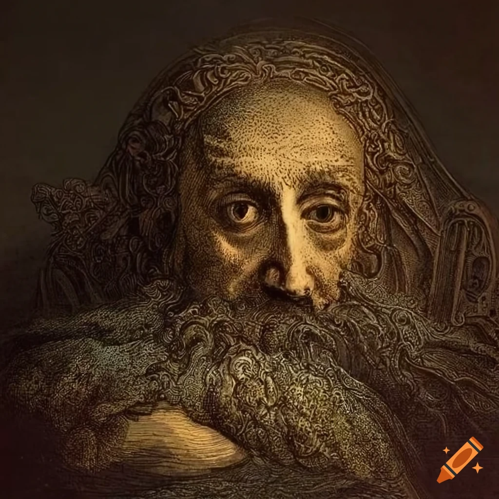 Intricate Gothic-style balancing scale by Gustave Doré on Craiyon