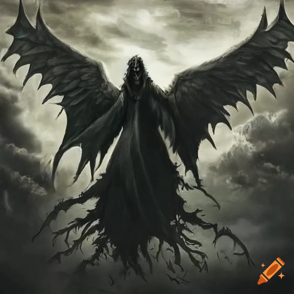 Dementor demon with wings in a dark fantasy setting on Craiyon