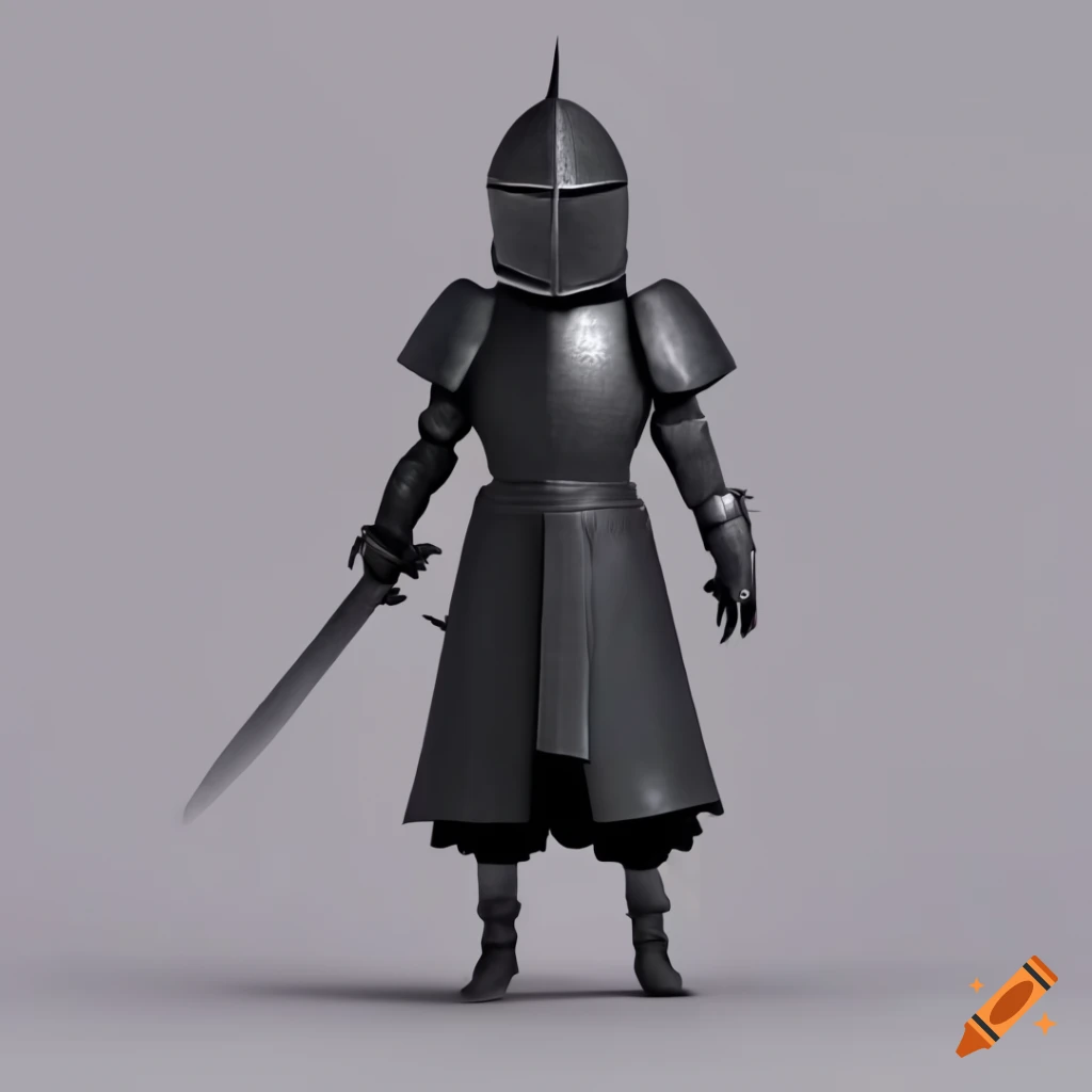 Cute knight in ghibli style 3d model reference pose on Craiyon