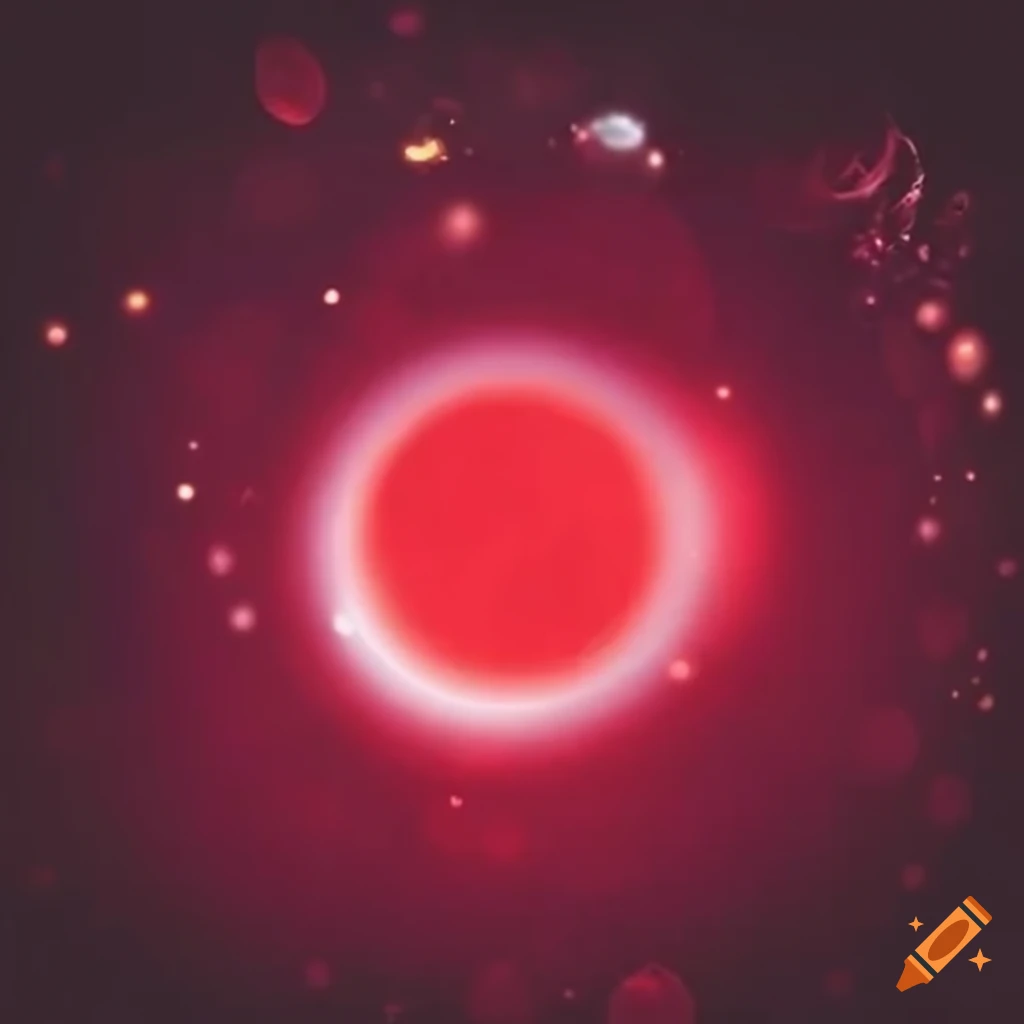 Mystical red-tinted figure with glowing orb and ethereal particles on ...