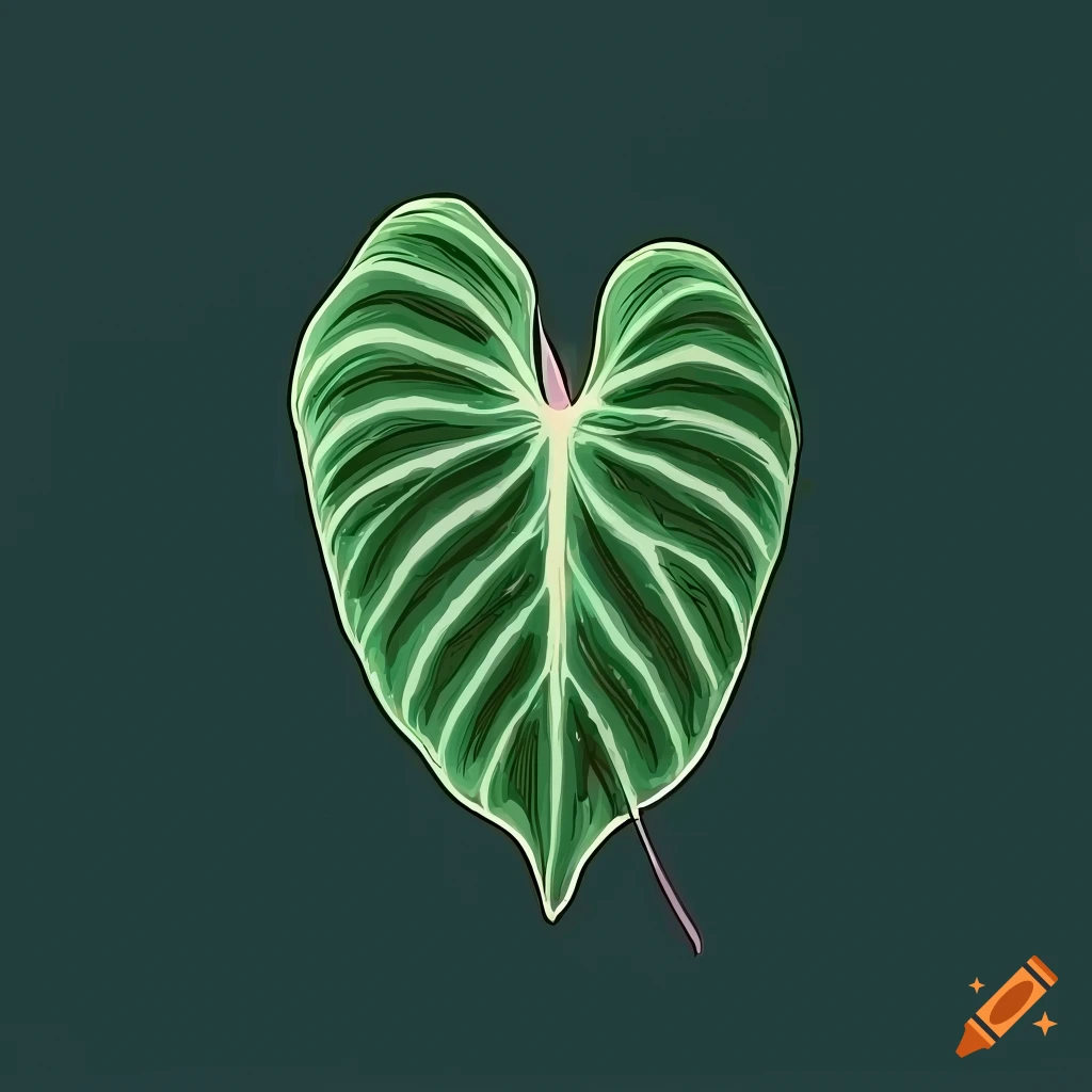 Philodendron verrucosum leaves in single thick line art vector style on ...