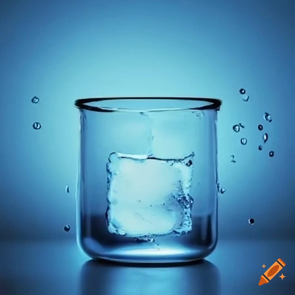 Beaker with a single ice cube on Craiyon