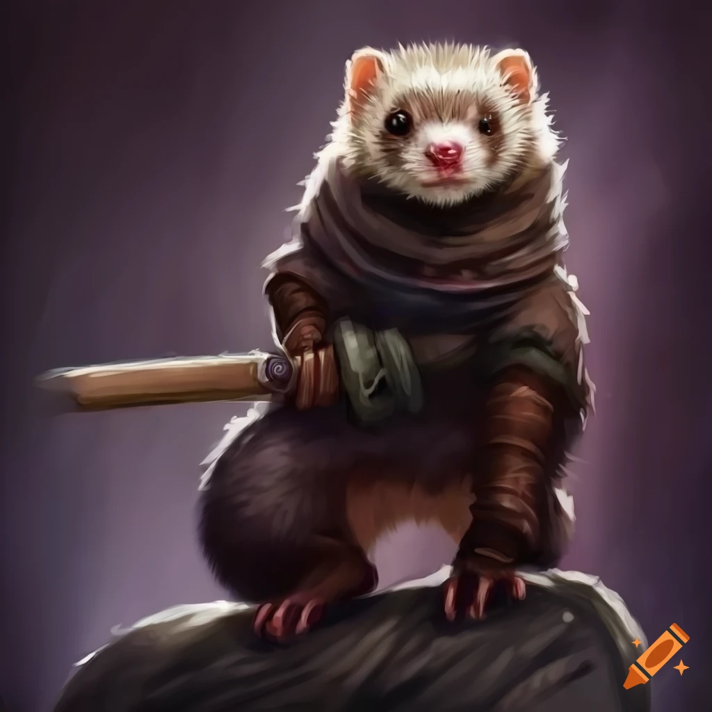 Ferret rogue fantasy artwork on Craiyon