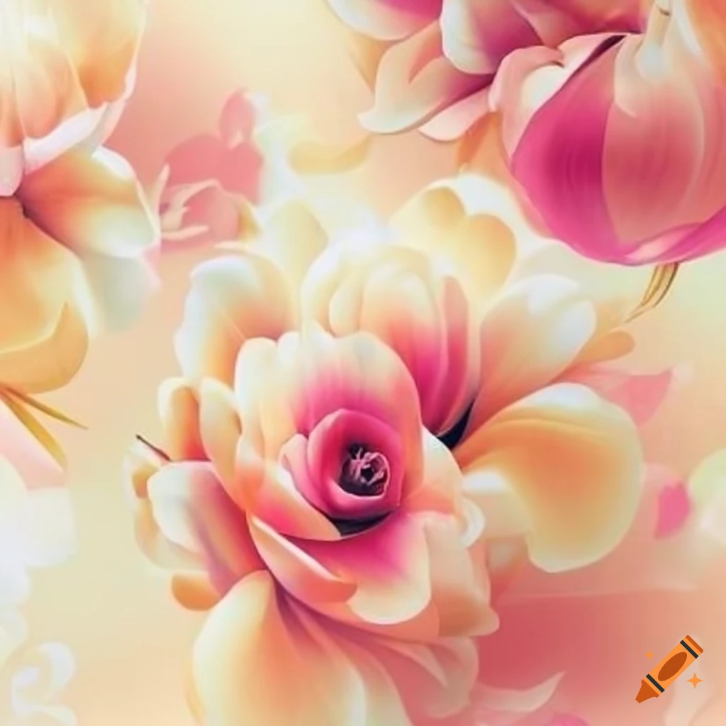 Floral pattern in pale yellow, white, and pink colors on Craiyon