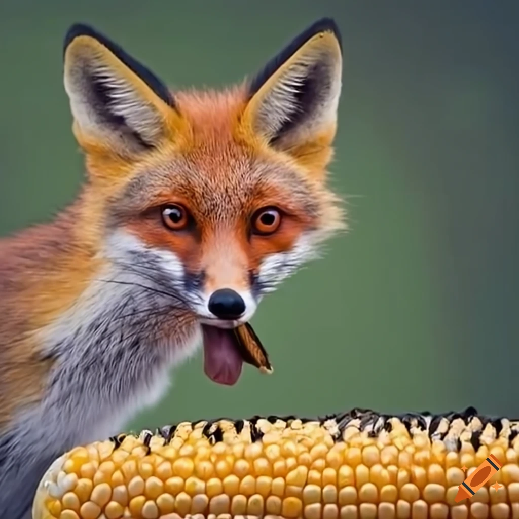 Fox eating corn on a combine on Craiyon
