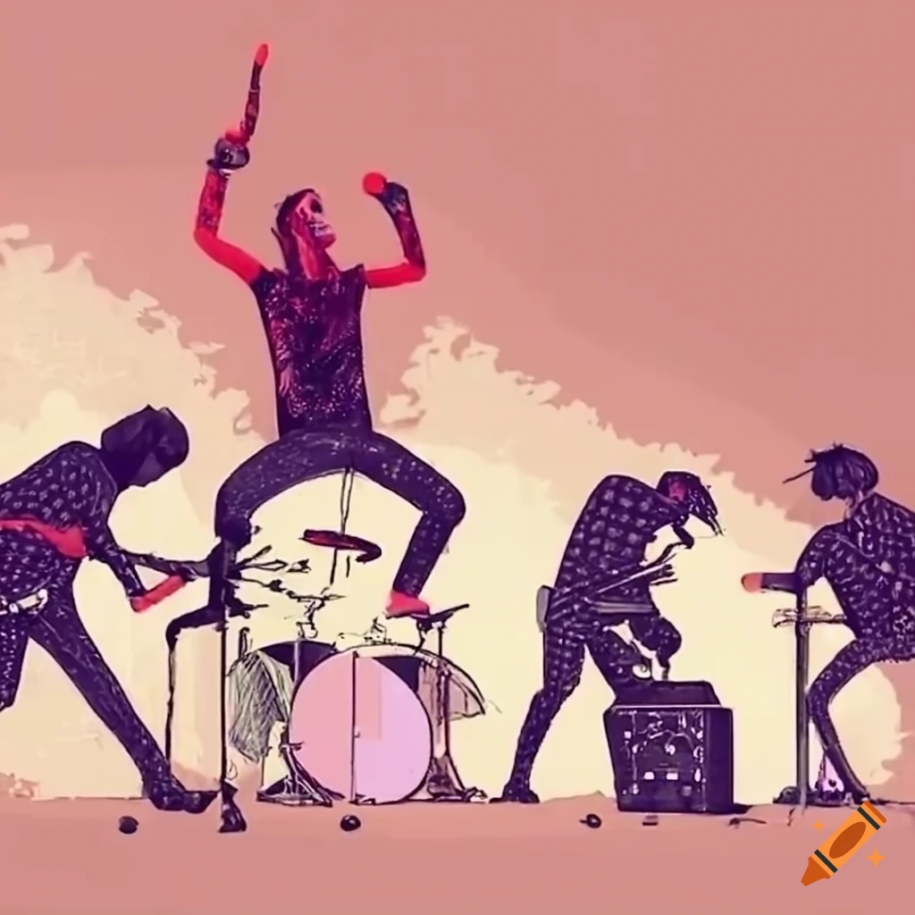 Live rock band performance on Craiyon