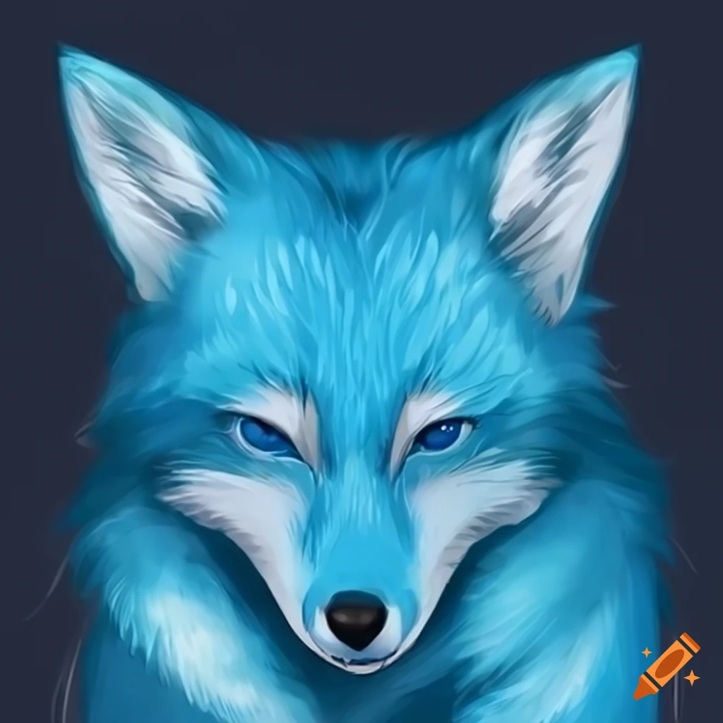 Blue anime fox face on Craiyon