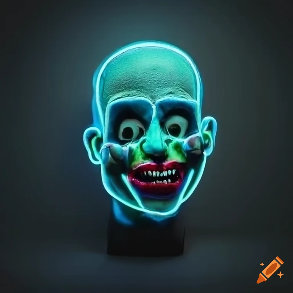 Creepy neon puppet faces on Craiyon