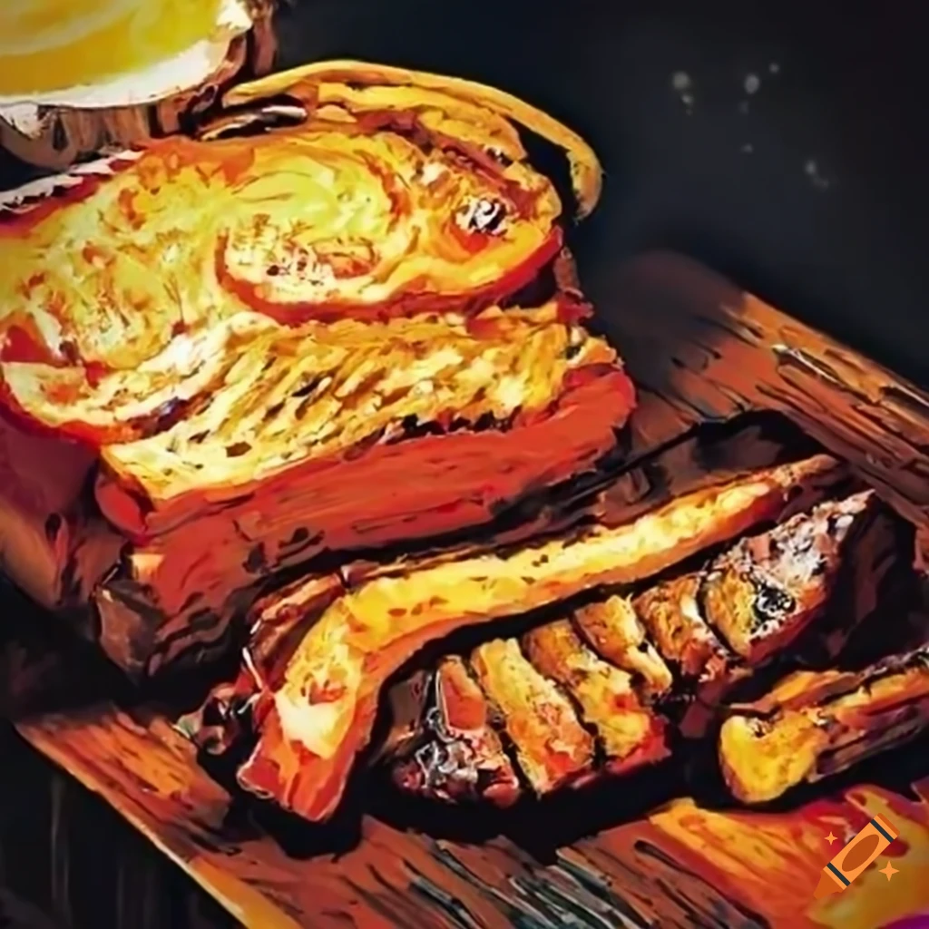 Van gogh style barbecue painting on Craiyon