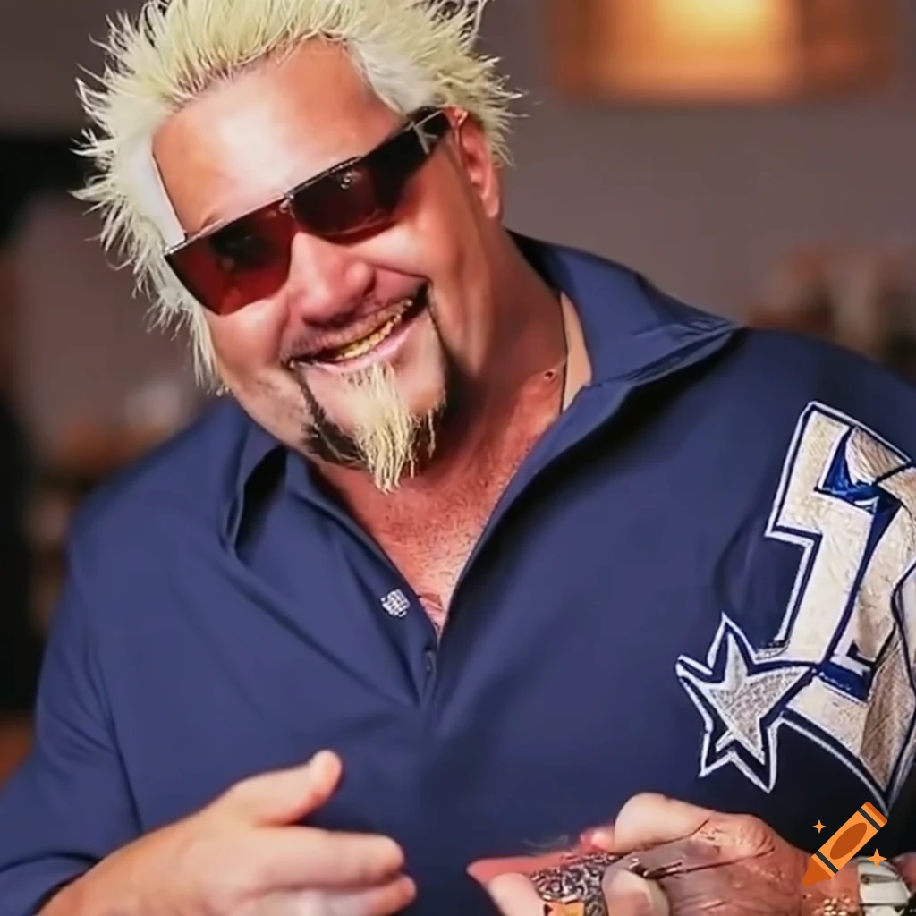 Guy fieri with dallas cowboys coaches at a restaurant on Craiyon