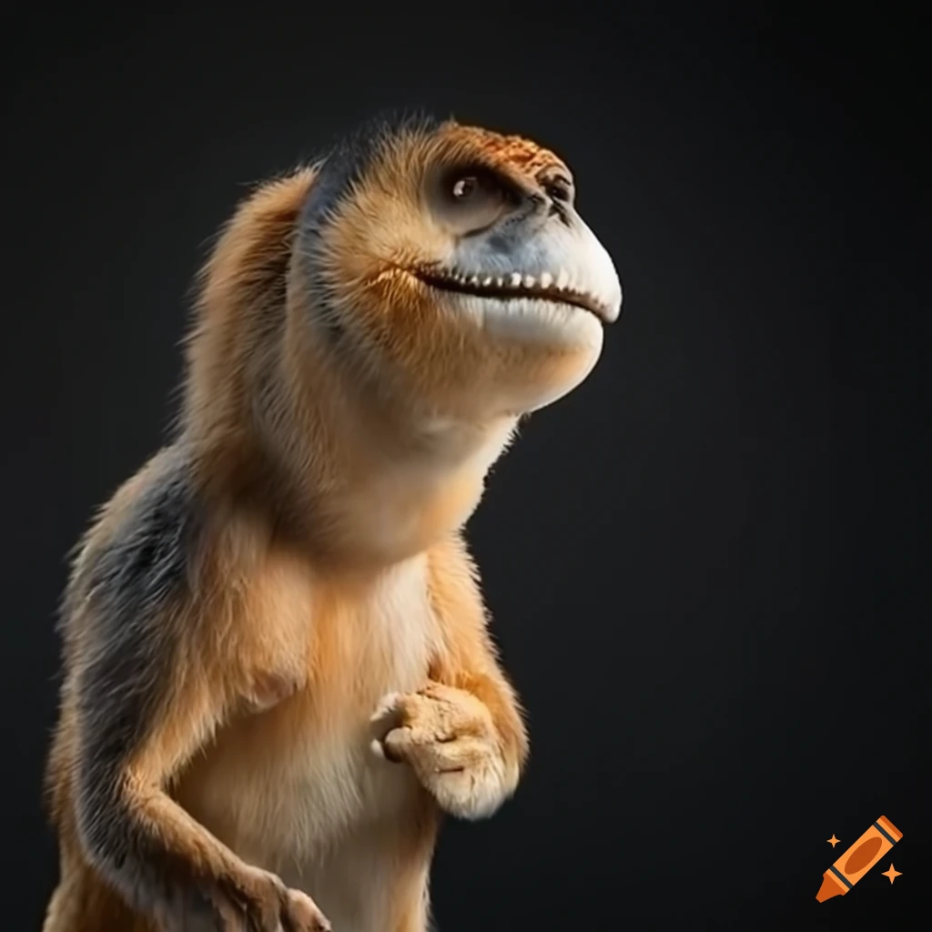 Tyrannosaurus Rex with snub-nosed monkey lips and feathers on Craiyon