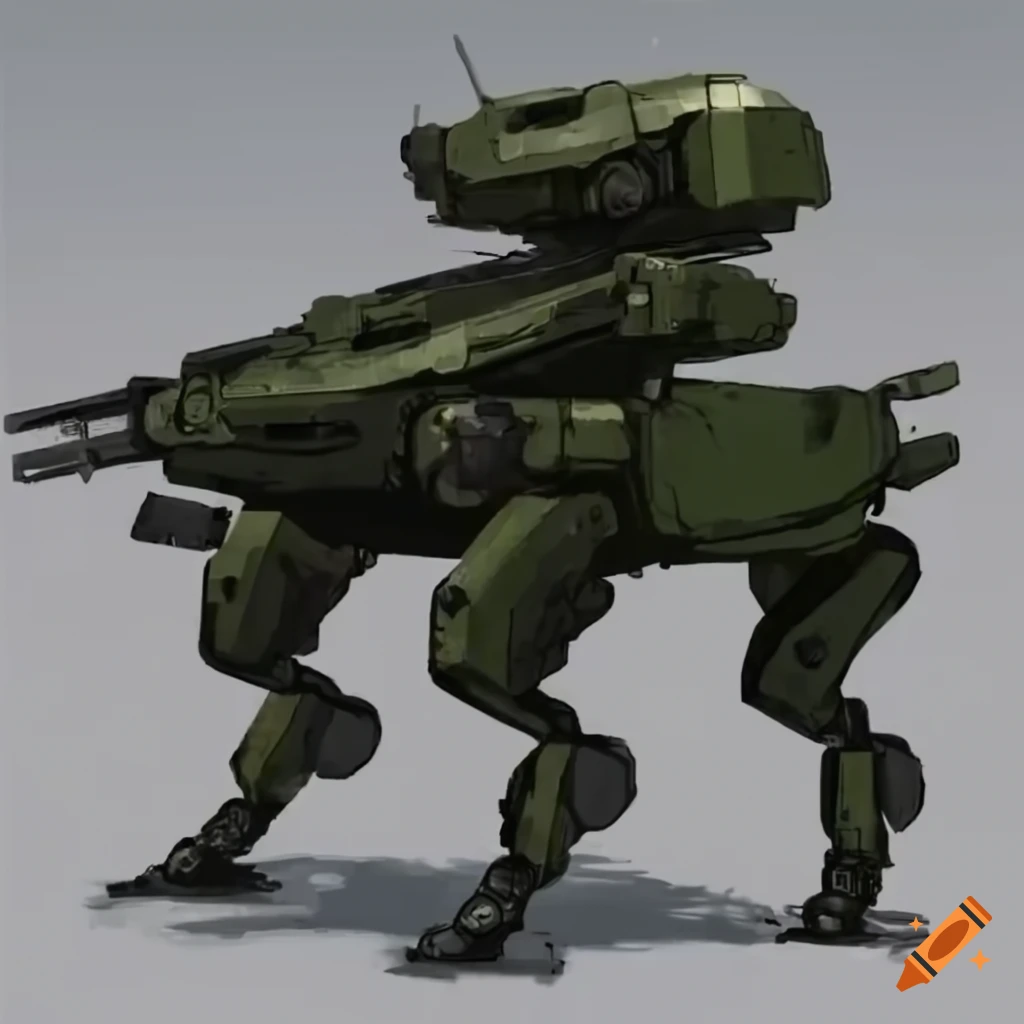 Military camo supply robot quadruped concept art on Craiyon