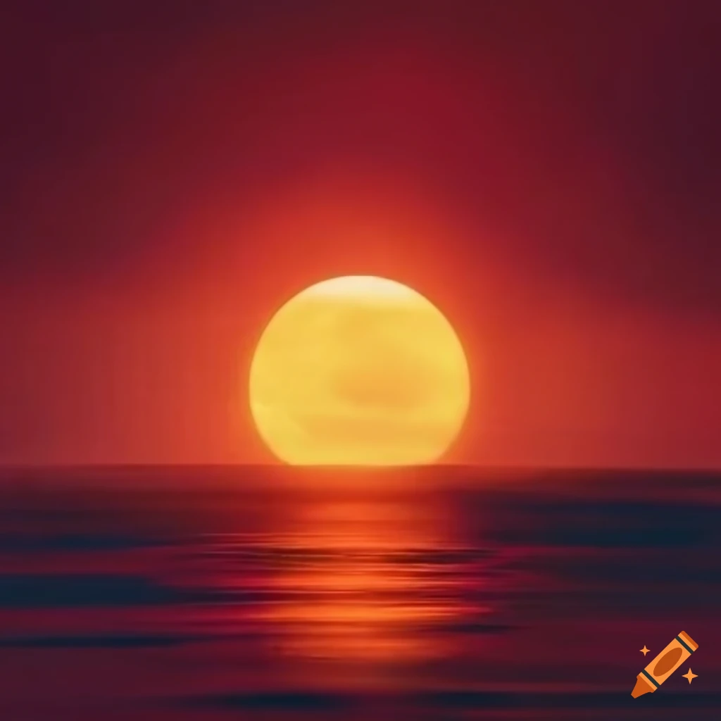 Red sunset during a solar eclipse in an artistic style on Craiyon