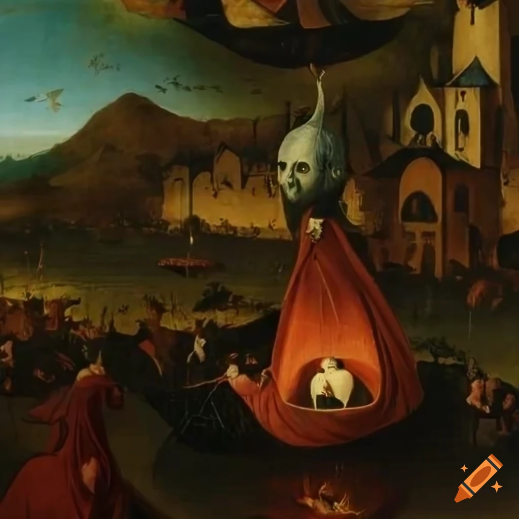 Nightmarish hellscape inspired by Hieronymus Bosch with high detail on ...