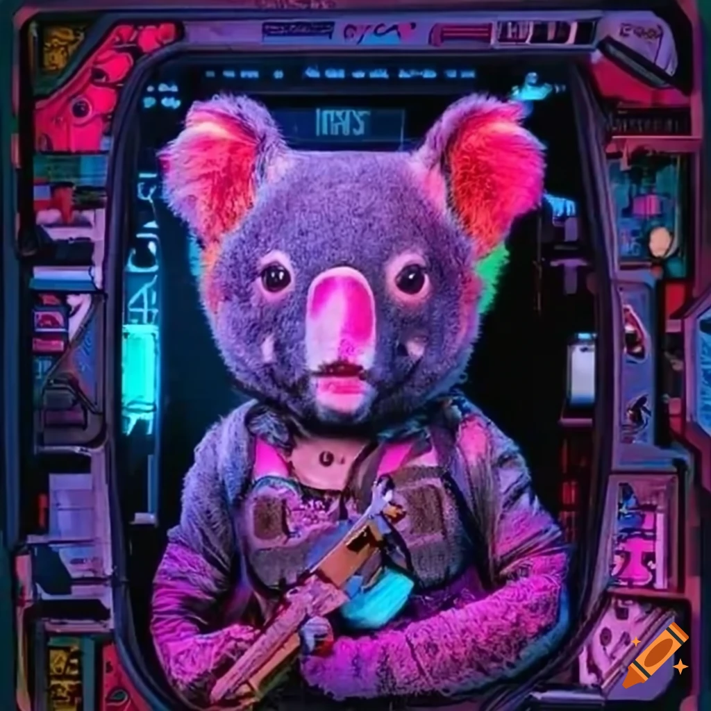 Cyberpunk koala with futuristic vibes on Craiyon
