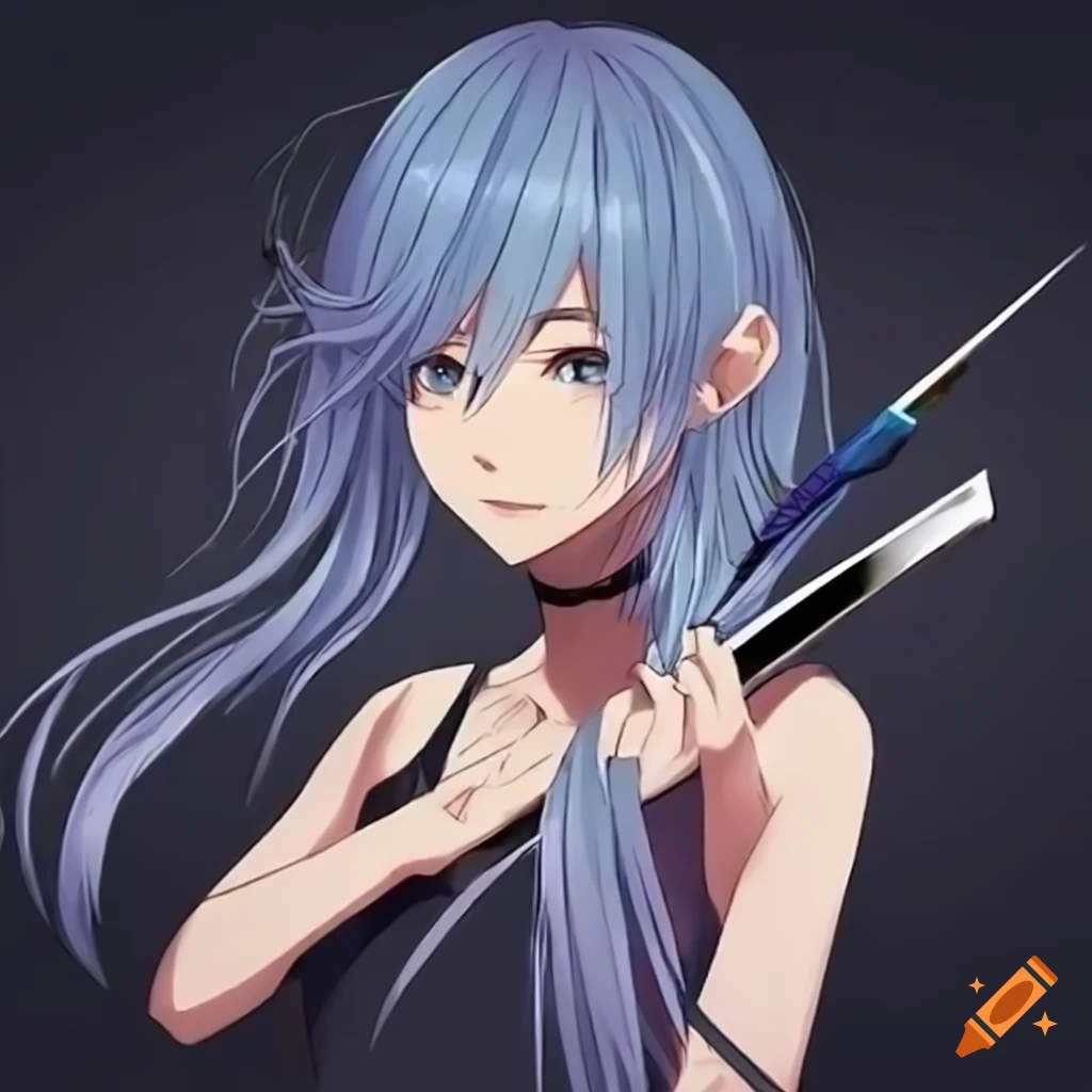 Anime scene of a man cutting a woman's hair on Craiyon