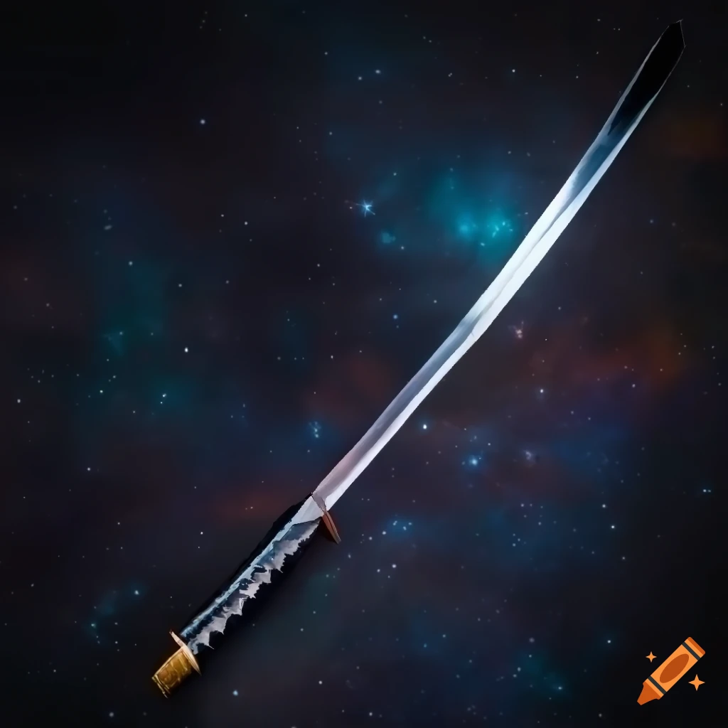 Detailed katana in cosmic void on Craiyon