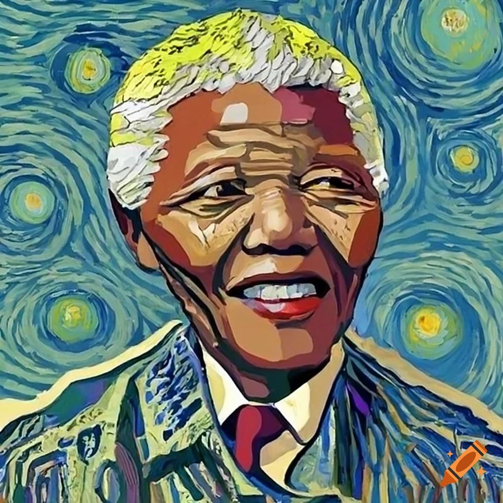 Nelson mandela depicted in van gogh style on Craiyon