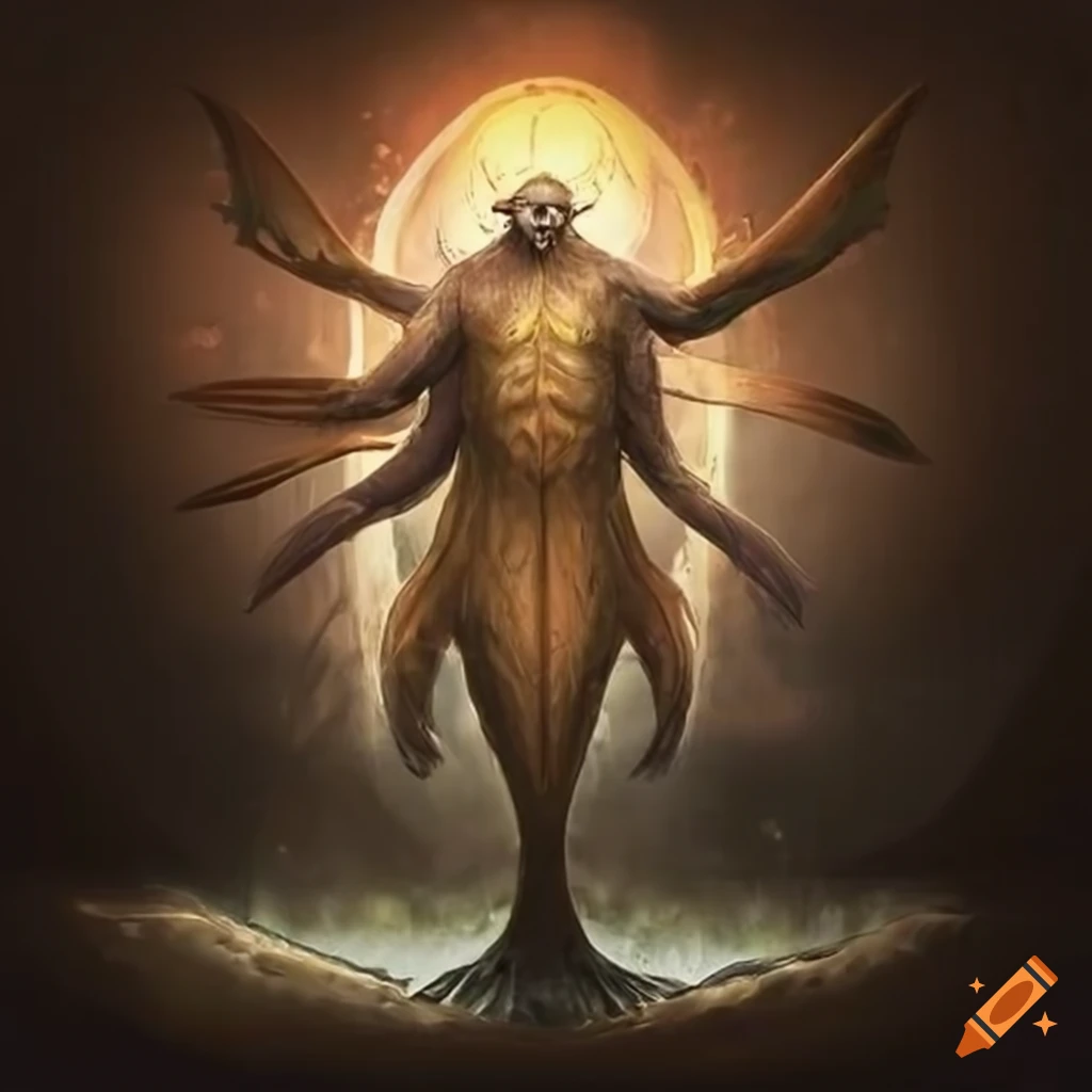 God fish with a fish head and tall stature on Craiyon