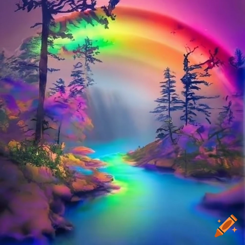 Enchanted psychedelic rainbow scenery of salt spring island, bc, canada ...