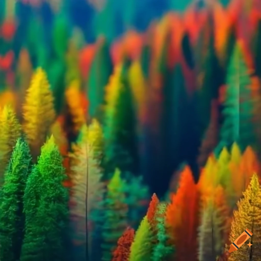 Colorful forest landscape view on Craiyon