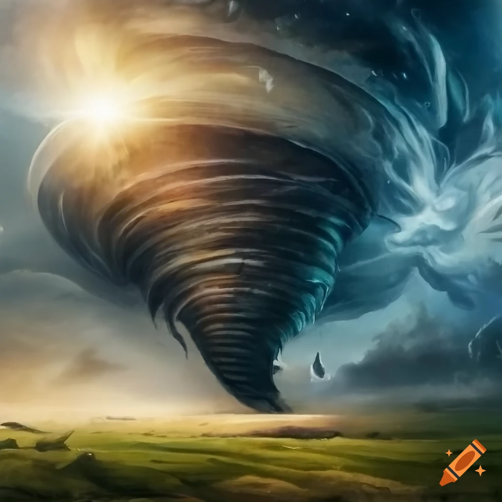 Tornado in a dark fantasy setting on Craiyon